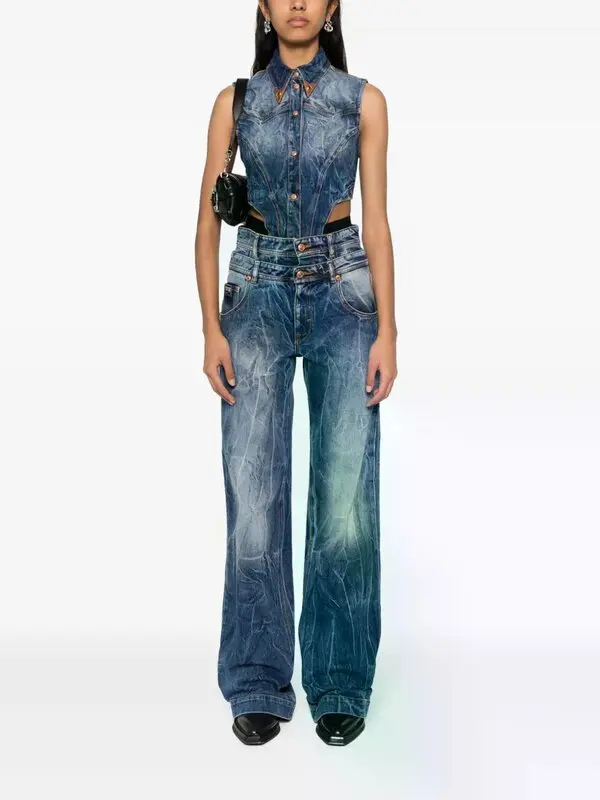 Versace Double-waist Wide-leg Jeans
