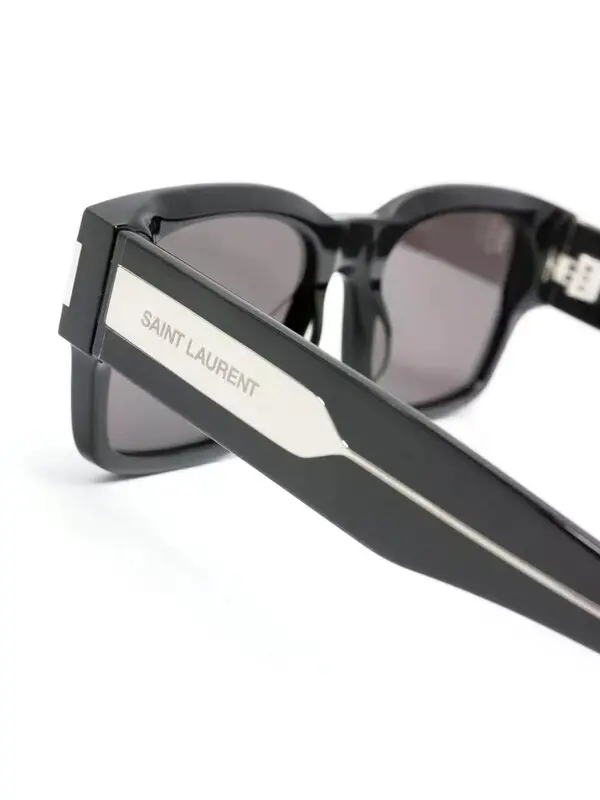 Saint Laurent Logo-engraved Square-frame Sunglasses - Black