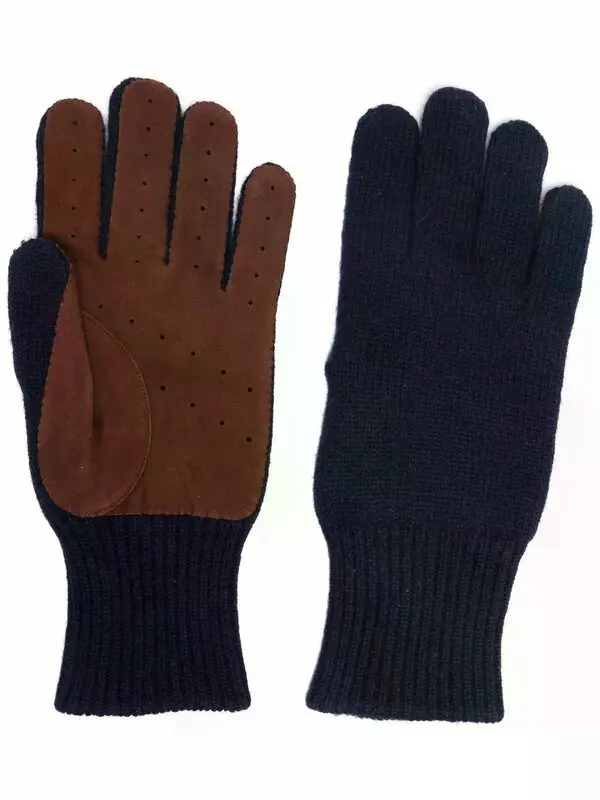Brunello Cucinelli Perforated Cashmere Gloves - Blue