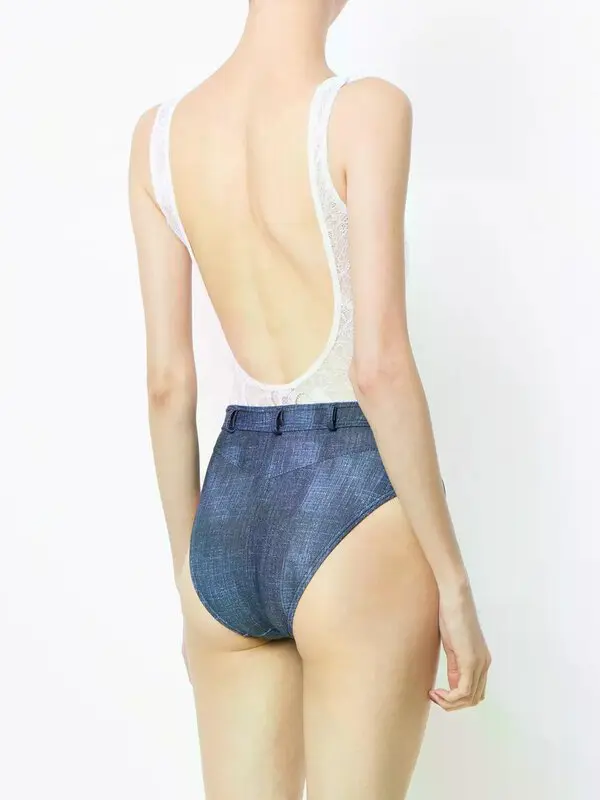 AMIR SLAMA Lace And Denim Swimsuit