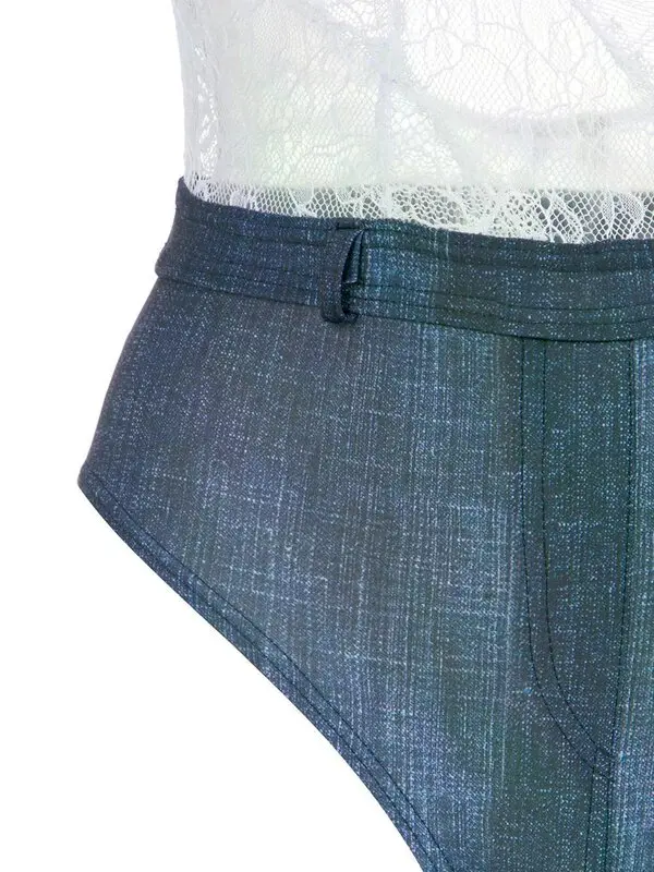 AMIR SLAMA Lace And Denim Swimsuit