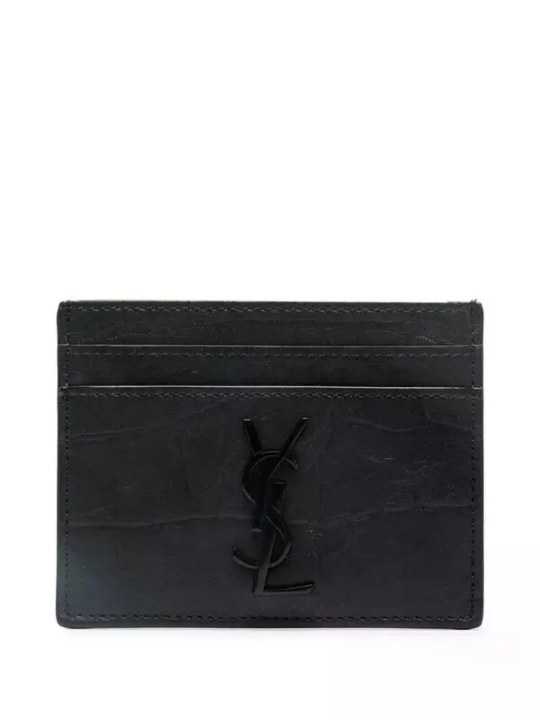 Saint Laurent Monogram Logo Plaque Cardholder - Black