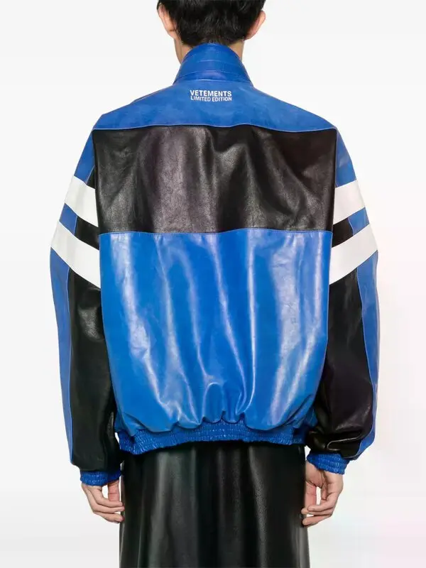 Vetements Logo-embroidered Leather Jacket