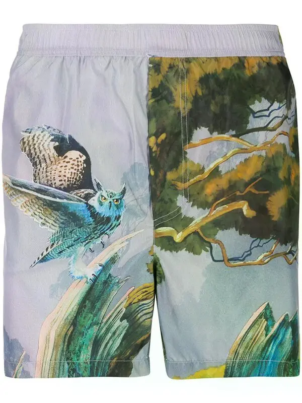 Valentino Garavani Floating Island Print Swim Shorts - Grey