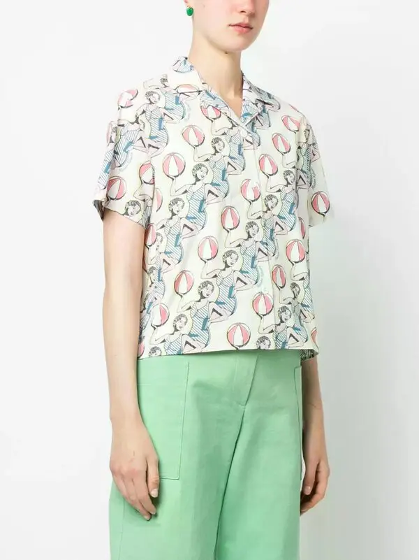 Maison Kitsuné Graphic-print Cotton Shirt