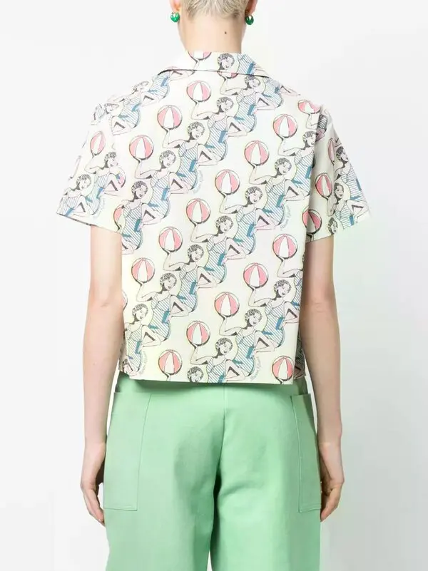 Maison Kitsuné Graphic-print Cotton Shirt