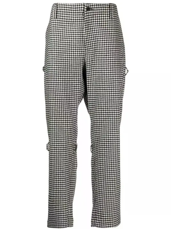 THE POWER FOR THE PEOPLE Houndstooth Rear-zip Tapered Trousers