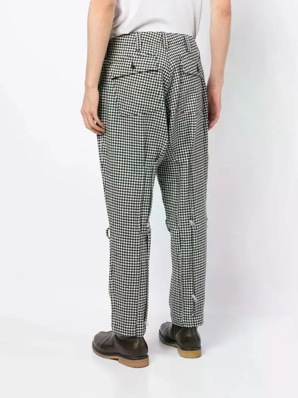 THE POWER FOR THE PEOPLE Houndstooth Rear-zip Tapered Trousers