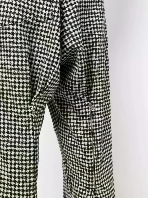 THE POWER FOR THE PEOPLE Houndstooth Rear-zip Tapered Trousers