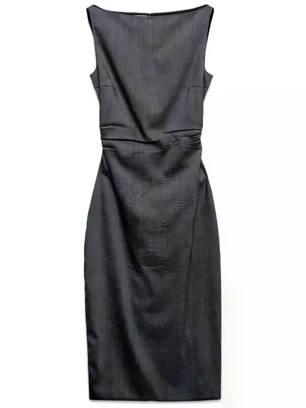 Prada Ruched Kid Mohair Midi Dress