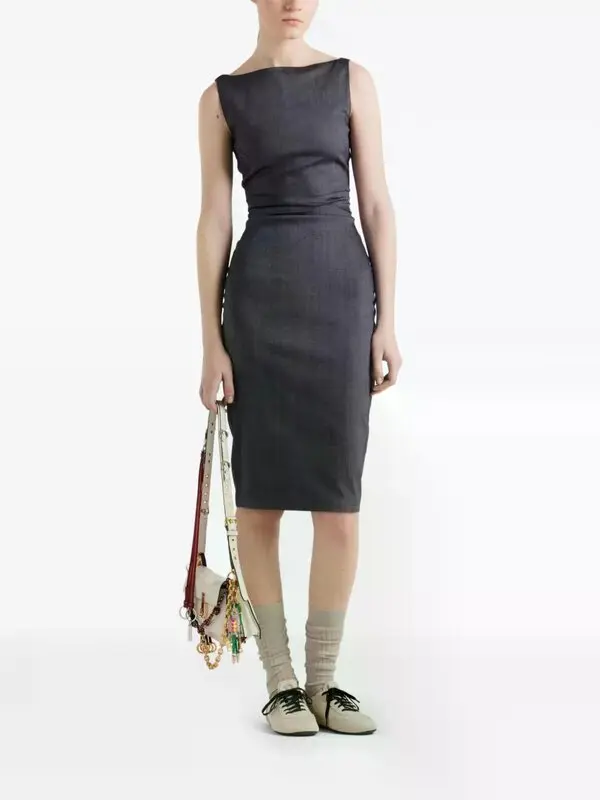 Prada Ruched Kid Mohair Midi Dress