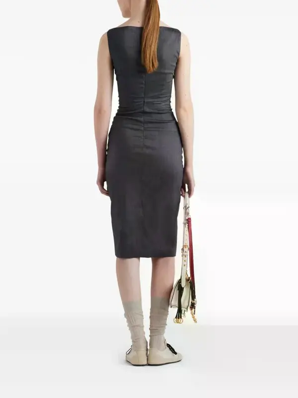 Prada Ruched Kid Mohair Midi Dress