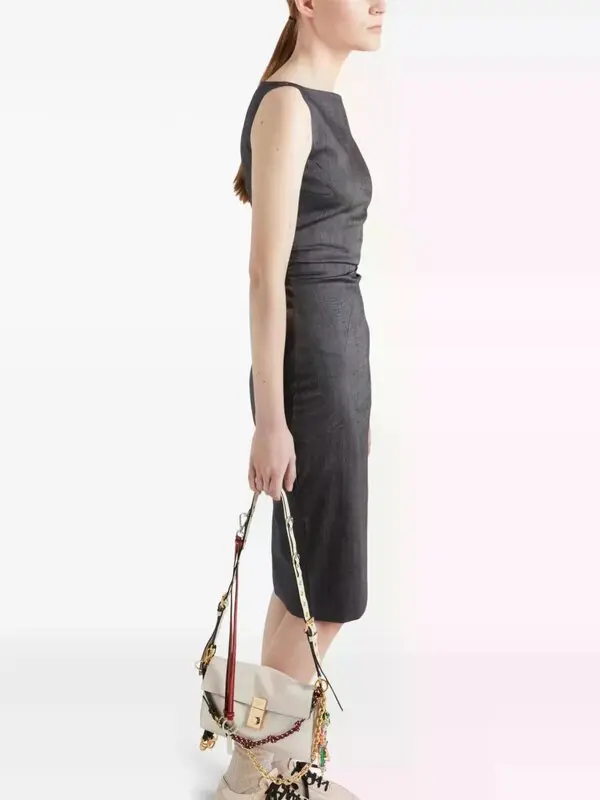 Prada Ruched Kid Mohair Midi Dress