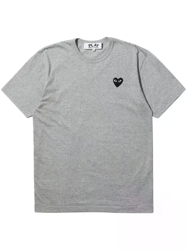 Play Comme Des Garcon Heart-patch Cotton T-shirt - Grey