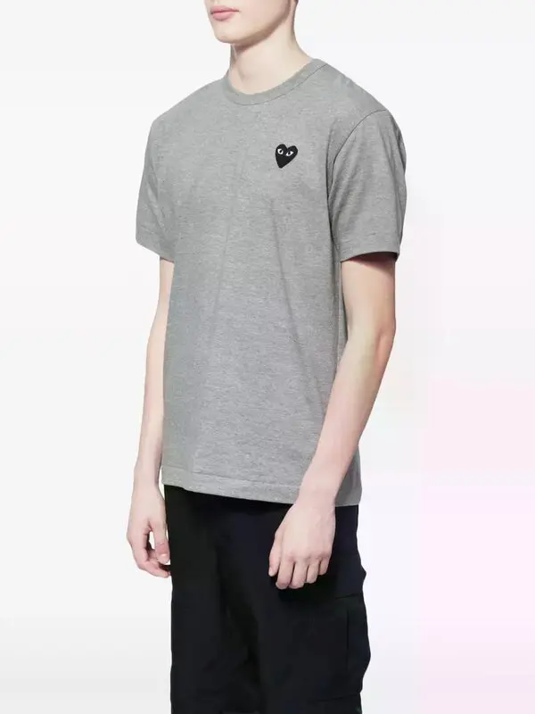 Play Comme Des Garcon Heart-patch Cotton T-shirt - Grey