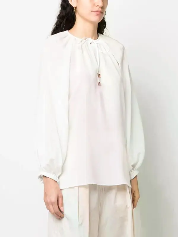PHAEONIA Self-tie Silk Blouse