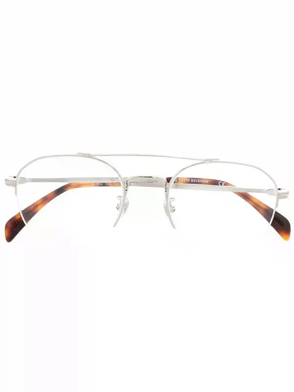 DB EYEWEAR BY DAVID BECKHAM Tortoiseshell Pilot-frame Glasses - Silver