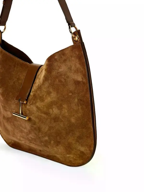 TOM FORD Tara Small Suede Shoulder Bag - Brown