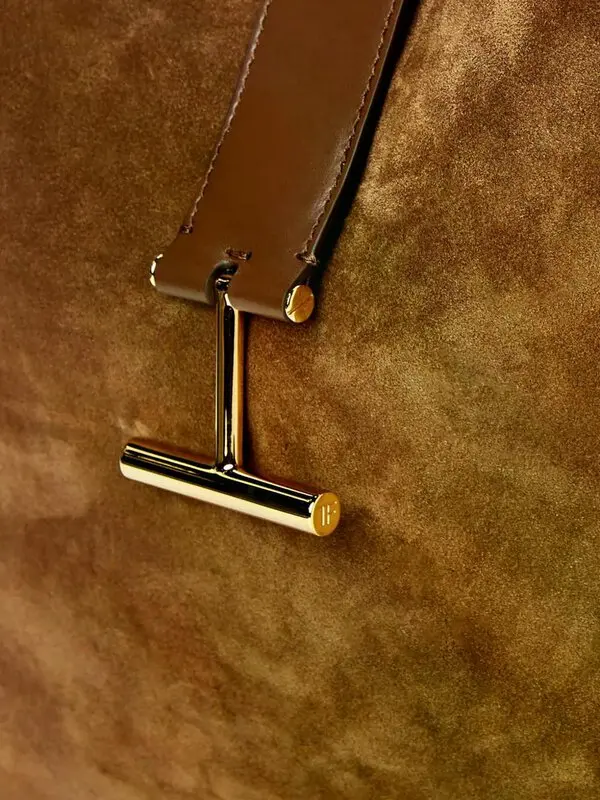 TOM FORD Tara Small Suede Shoulder Bag - Brown