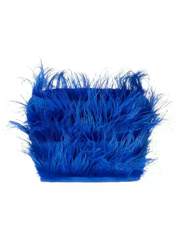 Patrizia Pepe Feather-detailing Cropped Top - Blue