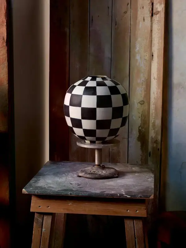 L'Objet Small Damier Checkerboard Vase - Black