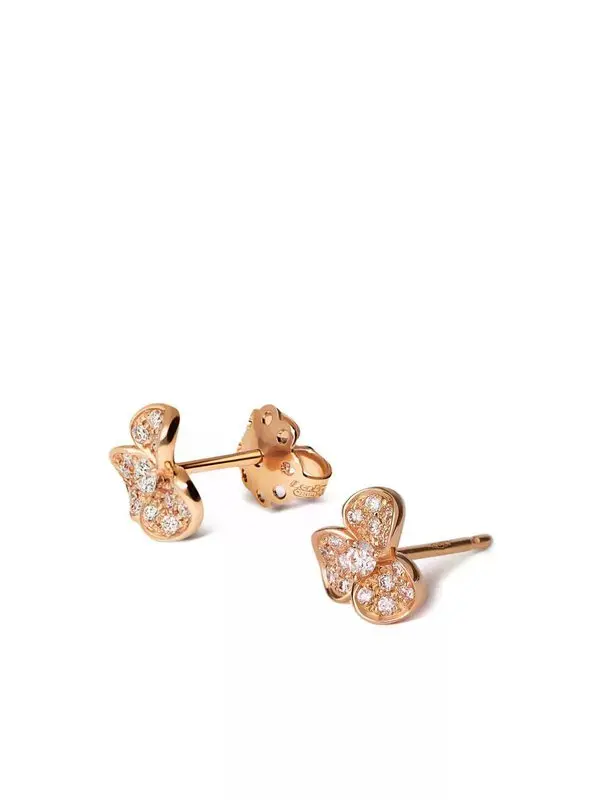 LEO PIZZO 18kt Rose Gold Diamond Stud Earrings - Pink