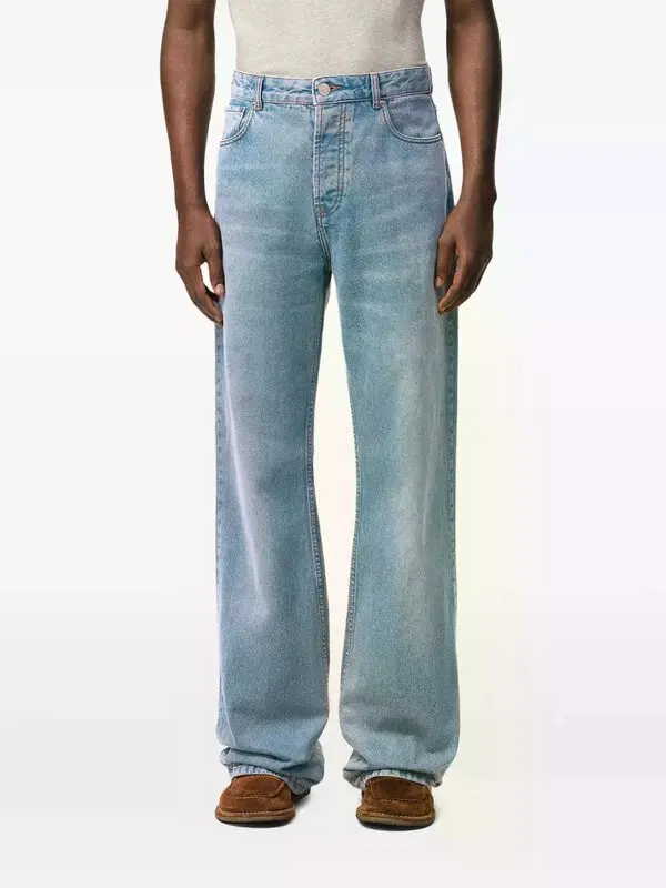 AMI Paris Wide-leg Jeans In Indigo Denim