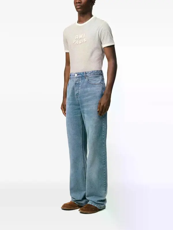 AMI Paris Wide-leg Jeans In Indigo Denim