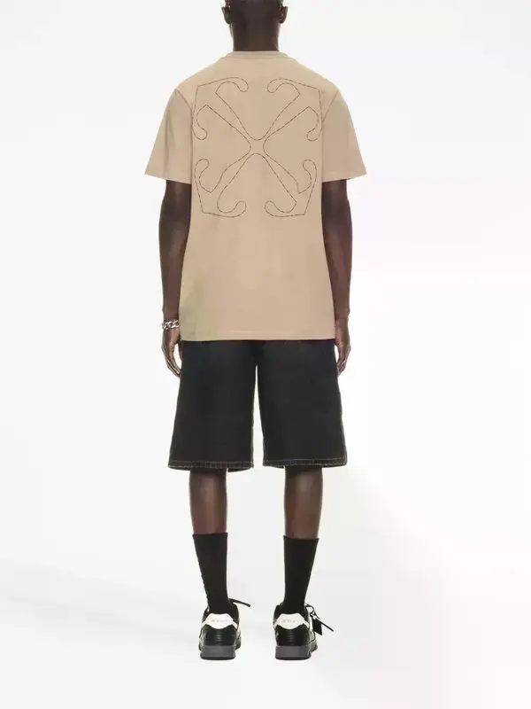 Off-White Off Stitch Cotton T-shirt - Neutrals