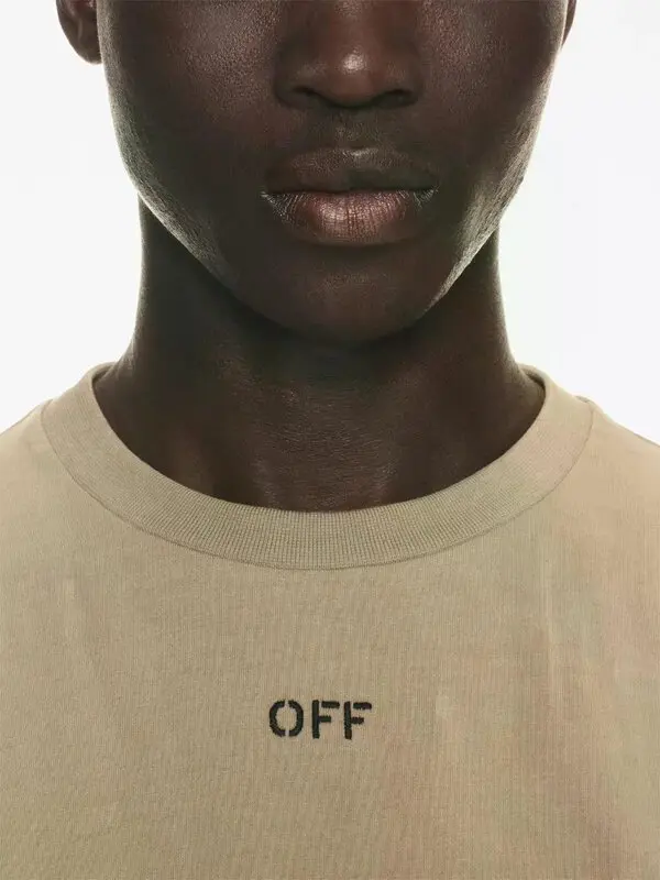 Off-White Off Stitch Cotton T-shirt - Neutrals