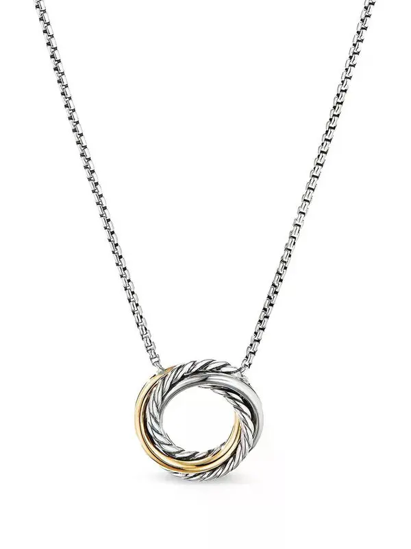 David Yurman 18kt Yellow Gold And Sterling Crossover Necklace - Silver