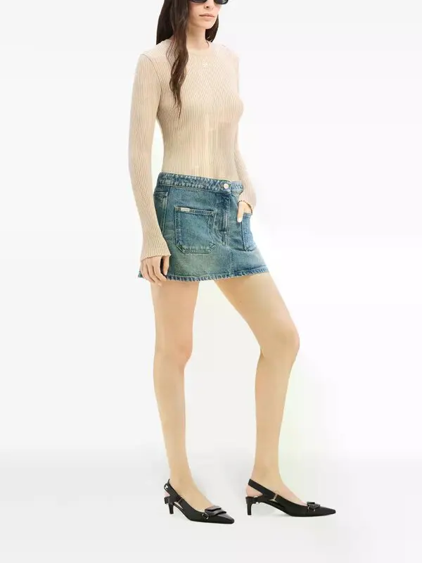 COURREGES Logo-embroidered Ribbed Jumper - Neutrals