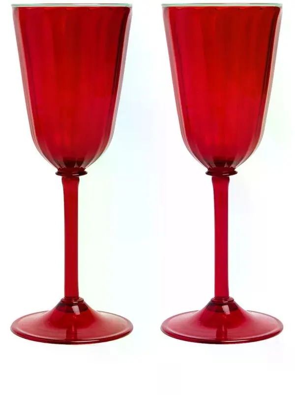 La DoubleJ Rainbow Murano Wine Glasses - Red