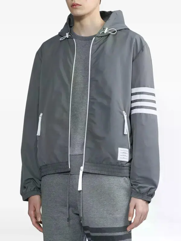 Thom Browne 4-bar Stripe Hooded Jacket - Grey