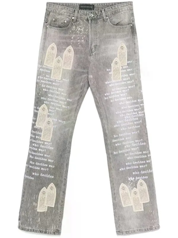 WHO DECIDES WAR Scripture Straight Leg Jeans - Grey