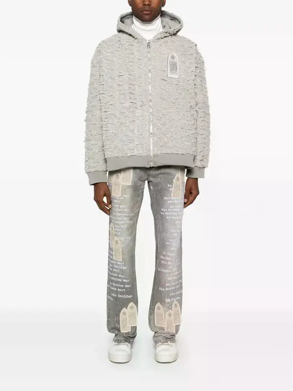 WHO DECIDES WAR Scripture Straight Leg Jeans - Grey