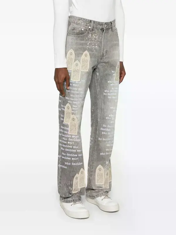 WHO DECIDES WAR Scripture Straight Leg Jeans - Grey