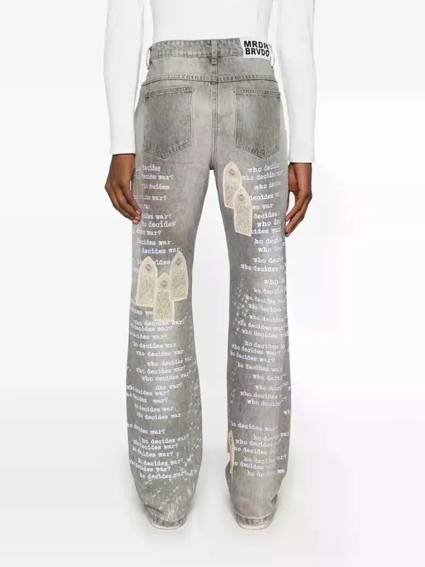 WHO DECIDES WAR Scripture Straight Leg Jeans - Grey