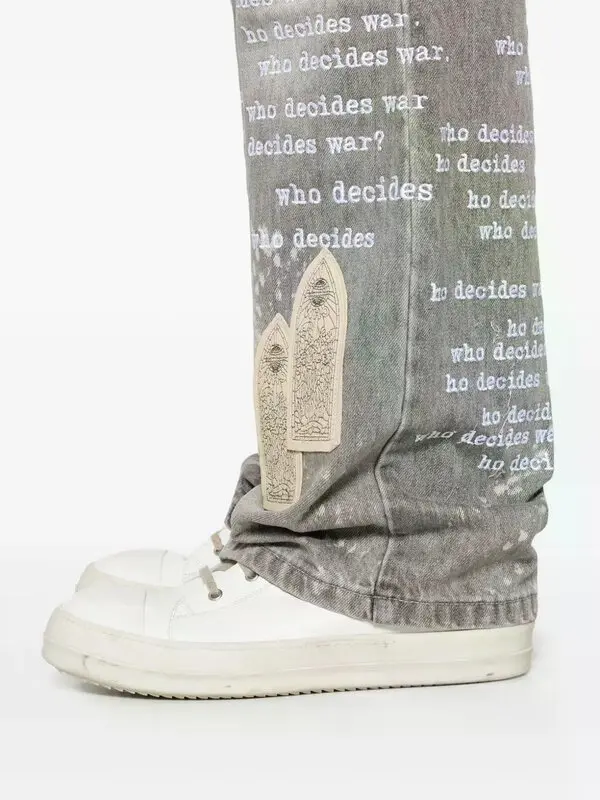 WHO DECIDES WAR Scripture Straight Leg Jeans - Grey