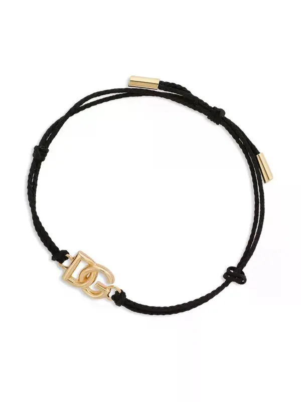 Dolce & Gabbana Dg Logo Charm Cord Bracelet - Gold