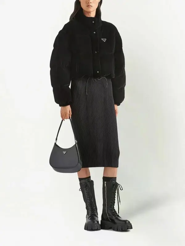 Prada Convertible Velvet Down Jacket - Black