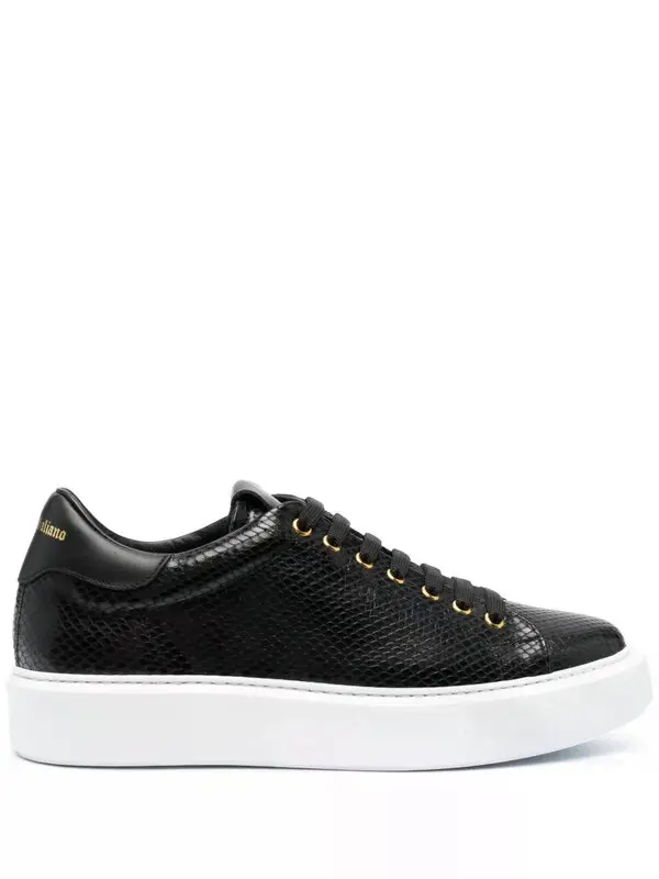 GIULIANO GALIANO Textured Leather Low-top Sneakers - Black