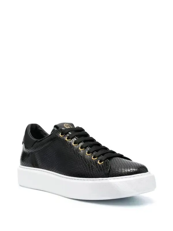GIULIANO GALIANO Textured Leather Low-top Sneakers - Black