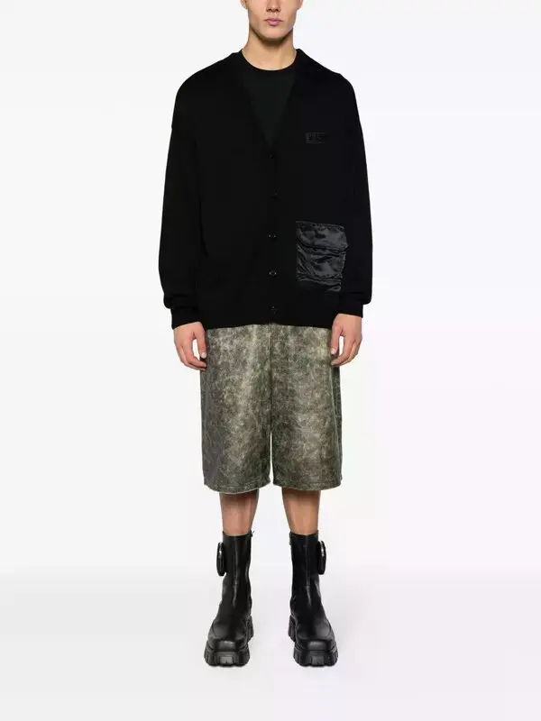Moschino Logo-embossed Ribbed-knit Cardigan