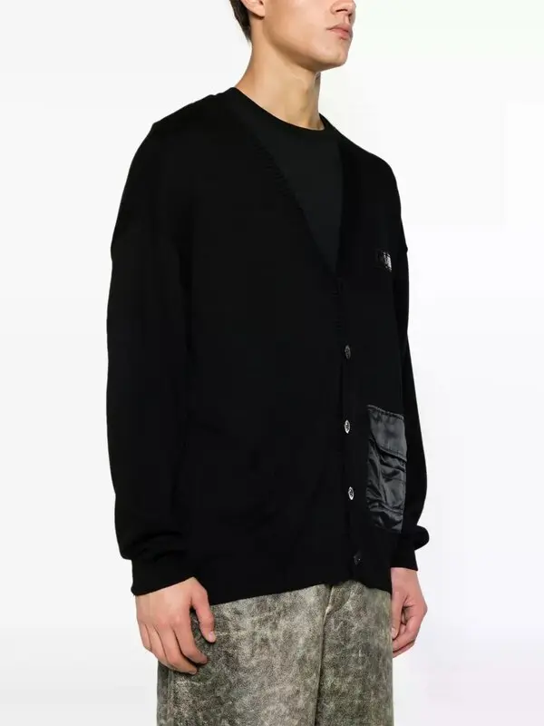 Moschino Logo-embossed Ribbed-knit Cardigan