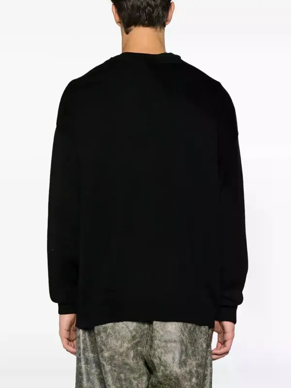 Moschino Logo-embossed Ribbed-knit Cardigan