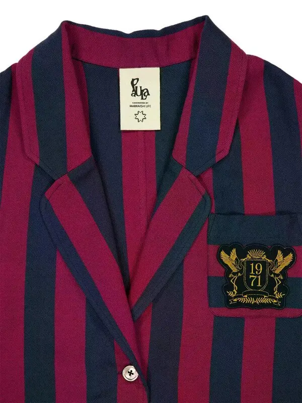 PAULA Cotton Striped Blazer - Red