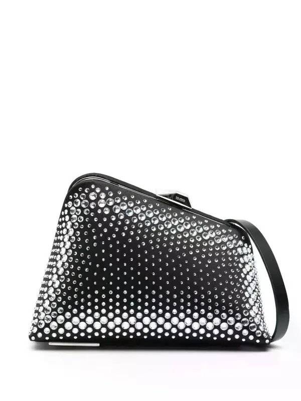 Attico Rhinestone-embellished Clutch Bag - Black