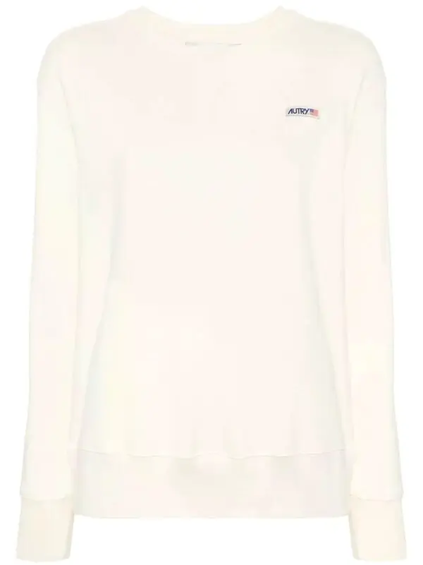 AUTRY Logo-patch Cotton Sweatshirt - Neutrals