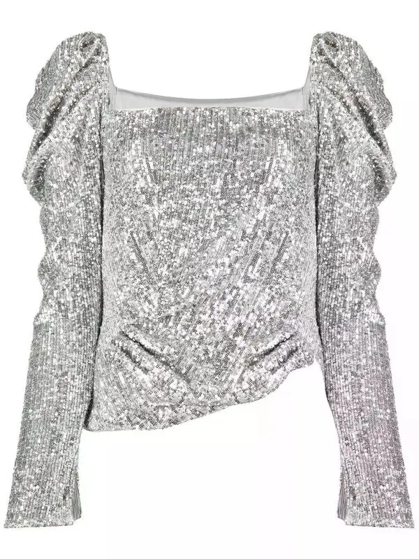 Simkhai Allura Hammered Sequin Embellished Blouse